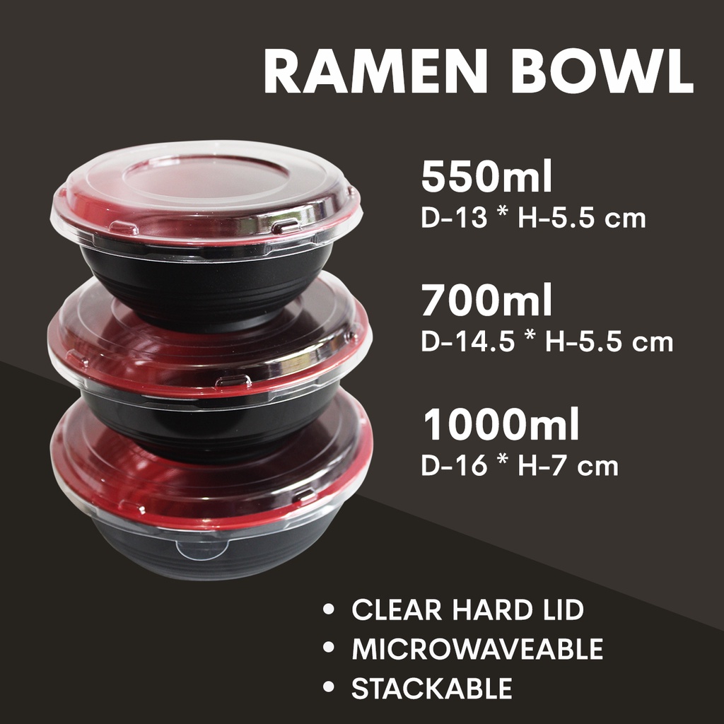 Ramen bowl with clear thick lid 550ml/700ml/1000ml | Shopee Philippines