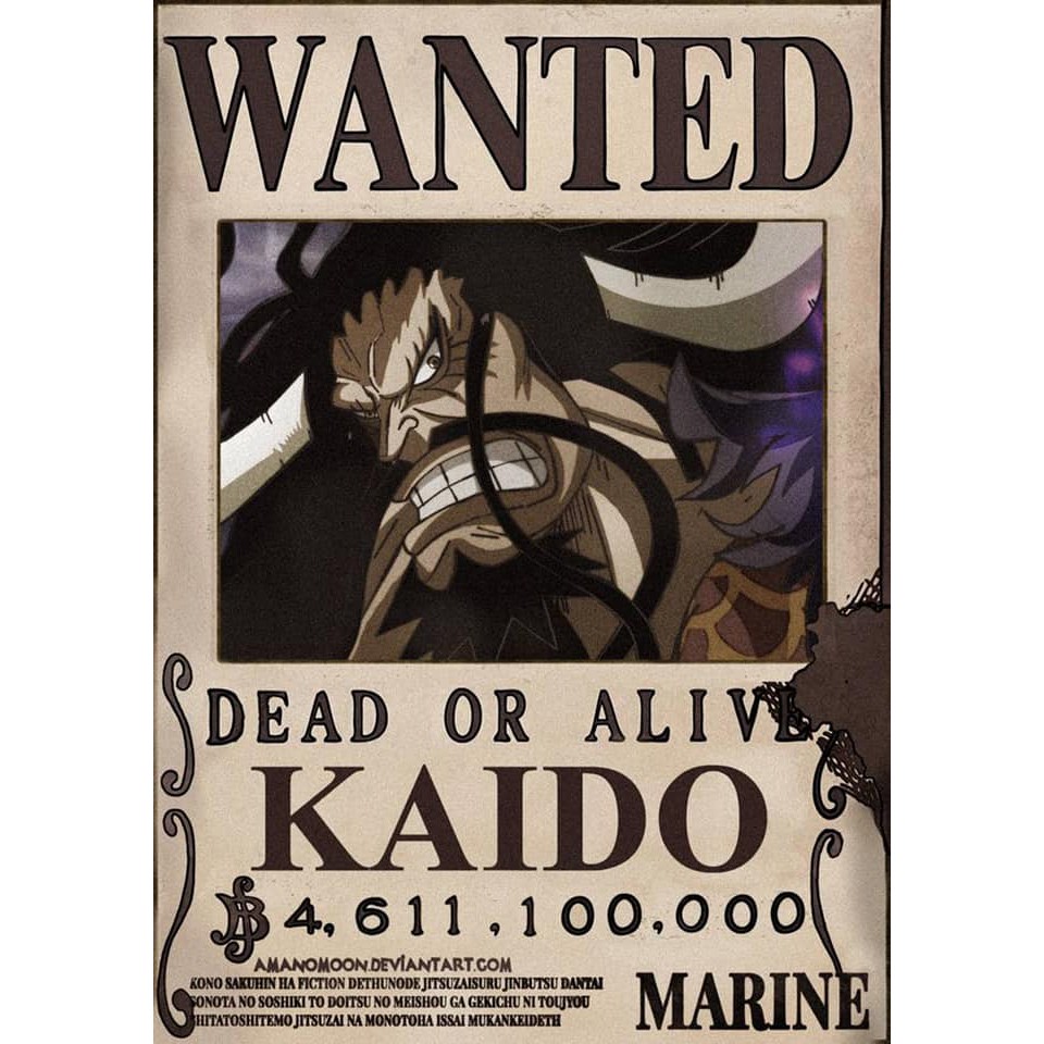 One Piece Wanted Poster with Borderless Frame (Kaido) | Shopee Philippines