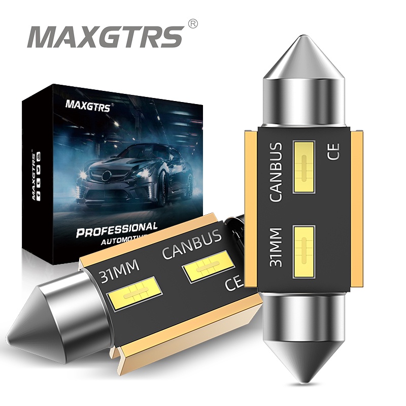 MAXGTRS 2X Festoon 31mm 36mm 41mm C5W Led Bulbs Canbus Dome Reading Trunk Door Lamp License ...