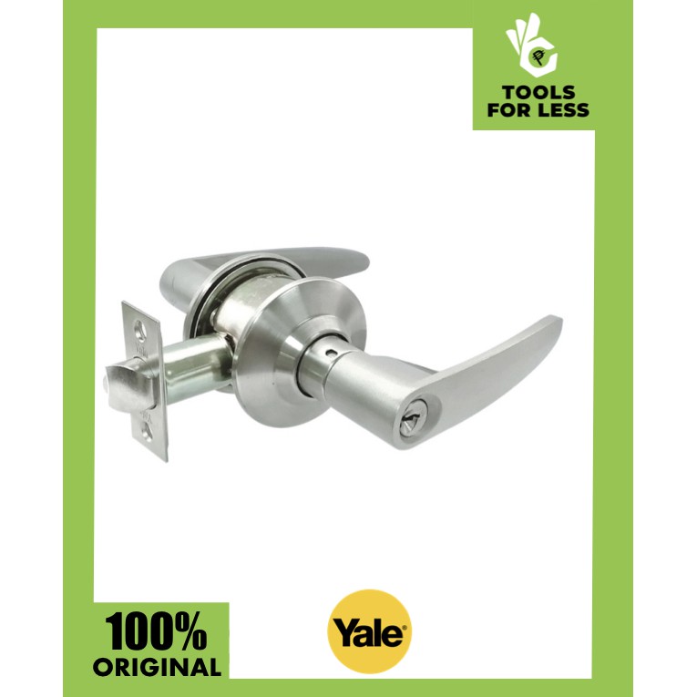Yale Essential Satin Nickel Tubular Entrance Door Knob Lever Set VL4447 ...