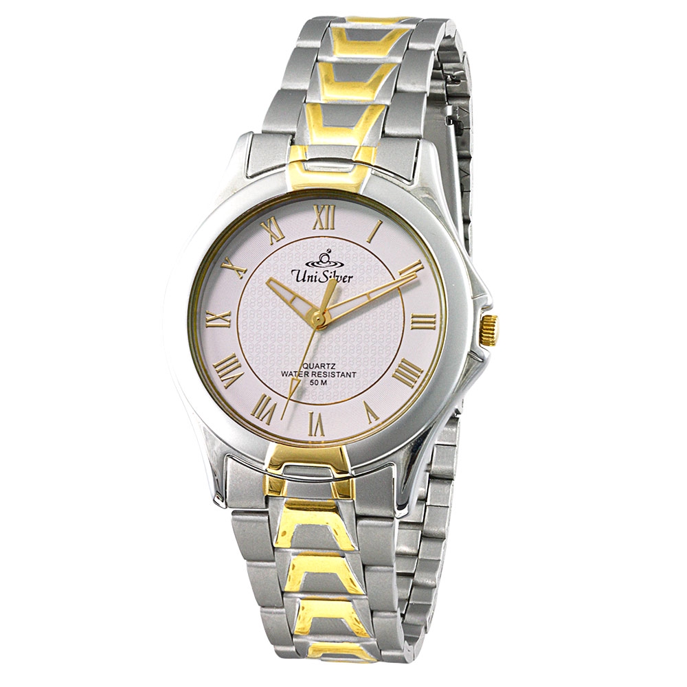 UniSilver TIME Amaranth Men's Stainless Steel Gold / Silver Analog ...