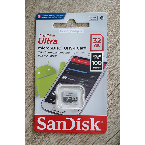 Sandisk Ultra 32GB Micro SD Class 10 100MB/s sdsqunr-032g | Shopee Philippines