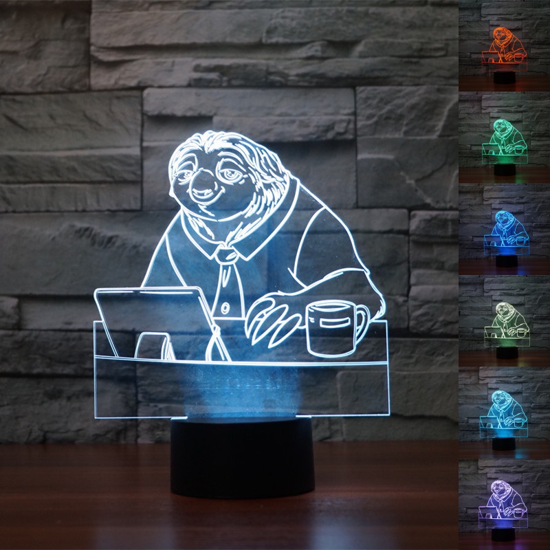 Sloth Flash Night Light 7 Colors Gradient Disney Zootopia USB LED Table ...