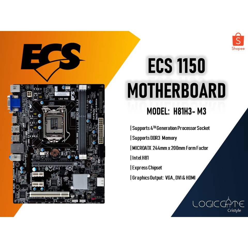 ECS H81 Motherboard Support 4th Gen Intel Processor 1150 | Shopee Philippines