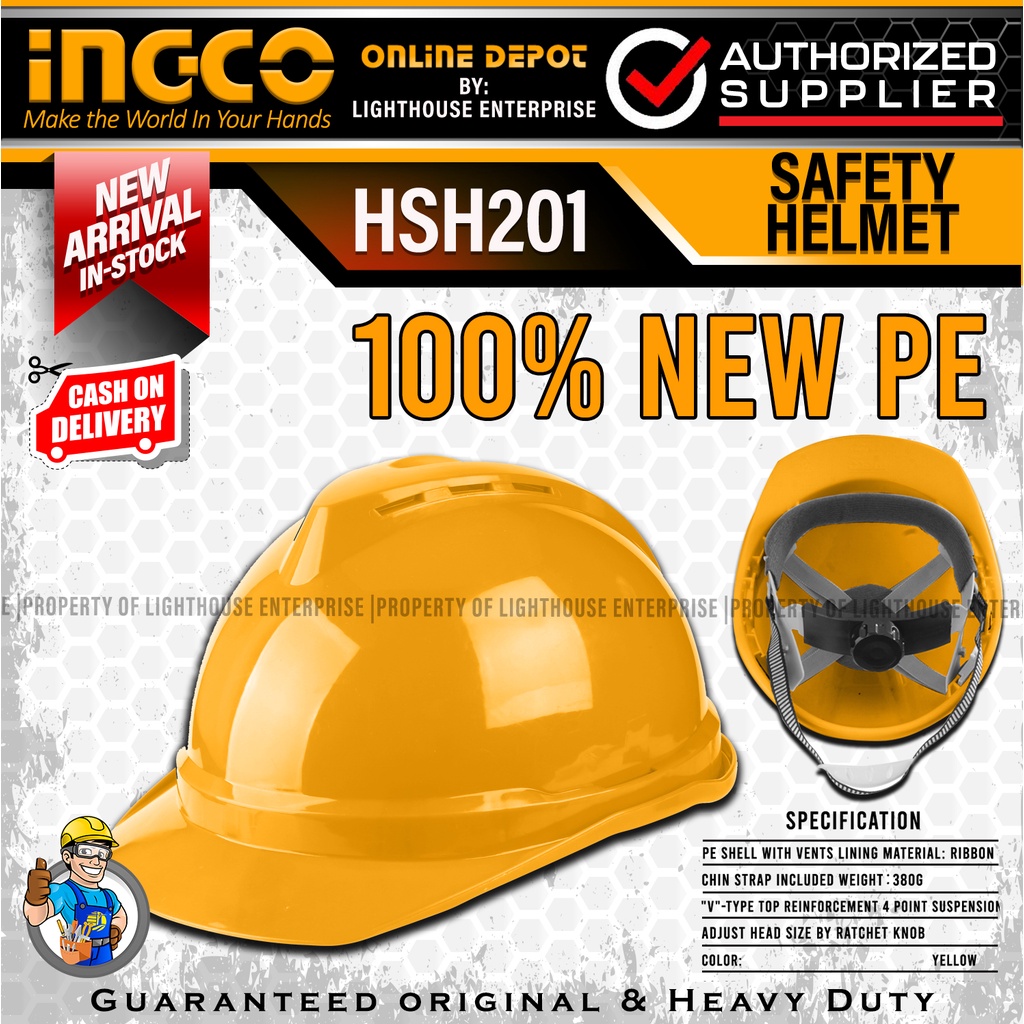 INGCO Safety Helmet - Yellow (HSH201) *LIGHTHOUSE ENTERPRISE* | Shopee ...