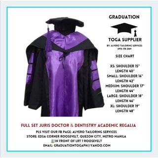full set Juris Doctor and dentistry Graduation Toga, hood, beret with ...