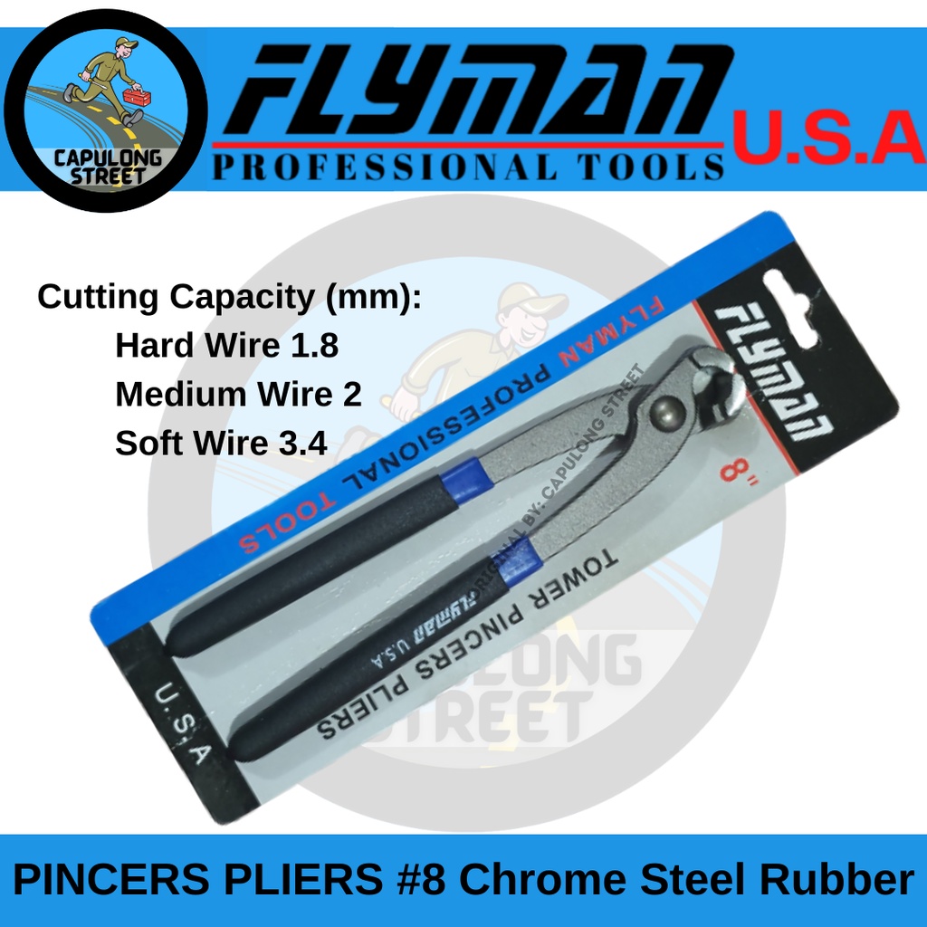 Capulong Street Flyman Pincer Pliers 8" End Nipper End Cutter Carpenter ...