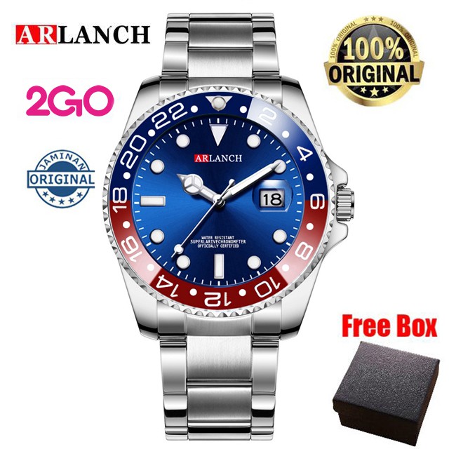 ARLANCH Men Watches Stainless Steel Waterproof Luminous Calendar Quartz ...