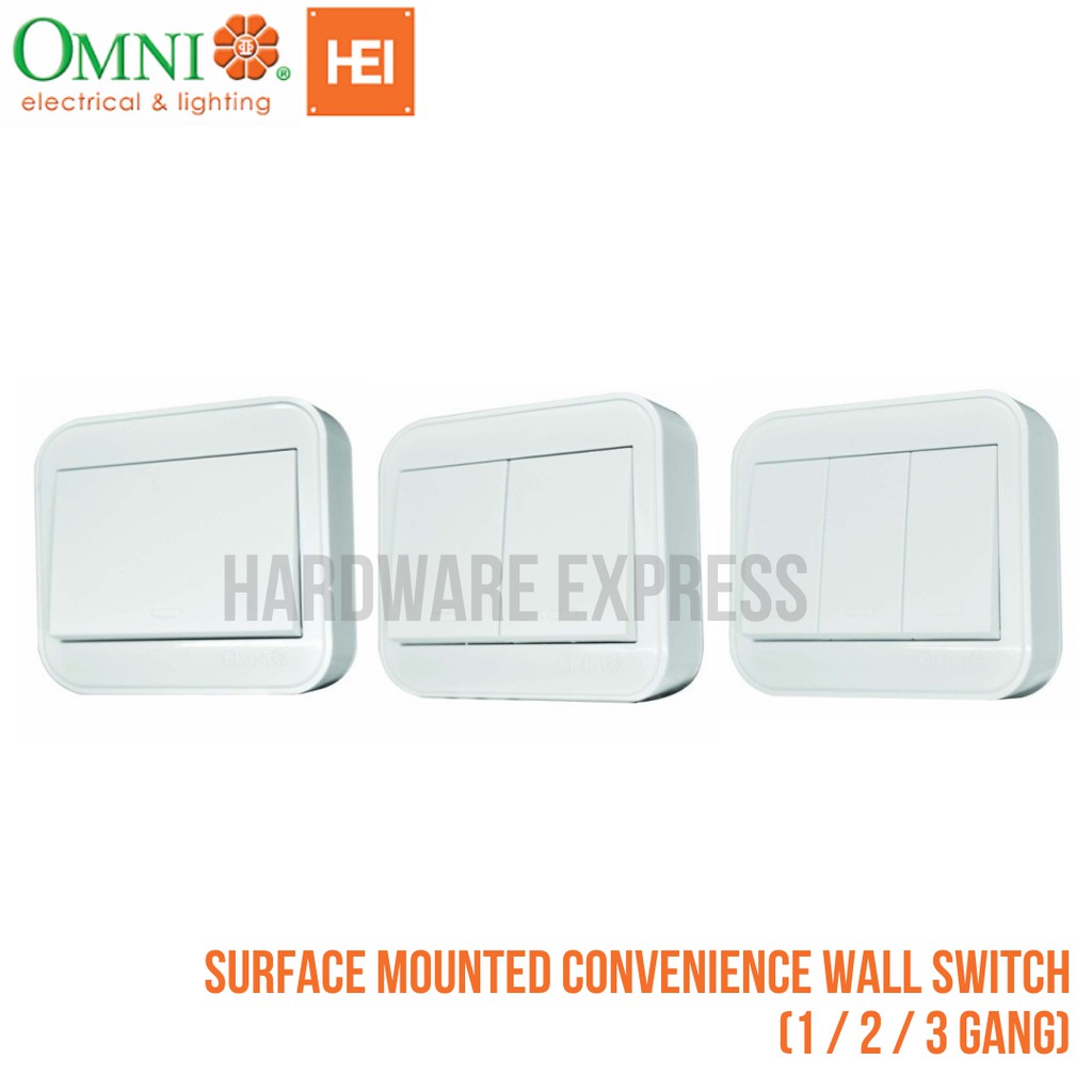 OMNI Surface Mounted Convenience Wall Switch 1 / 2 / 3 Gang WSS-201 WSS ...