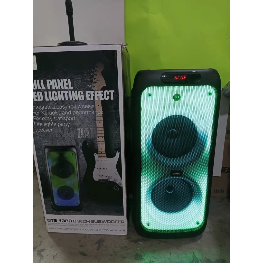 NEW!! BIG HEAVY BASS BTS-1388 DUAL PORTABLE FIRE LIGHT SUBWOOFER ...