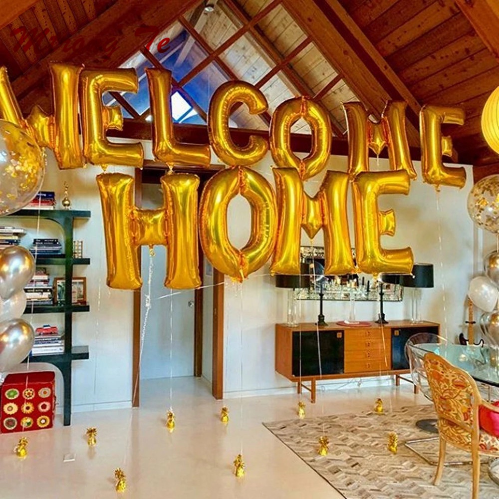 Discount 1Set of 16 Inch Rose Gold Welcome Home Letter Foil Balloons ...