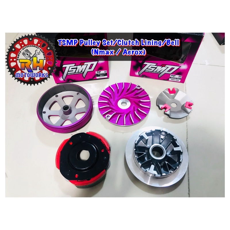 TSMP CVT for Nmax/Aerox (Pulley Set/Clutch Lining/Clutch Bell/Flyball ...