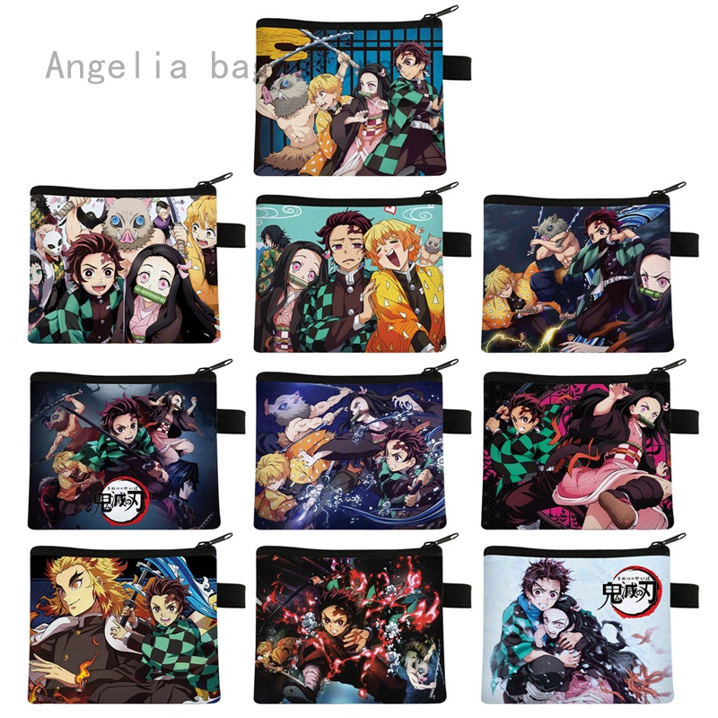 cute bag store Anime Demon Slayer Canvas Coin Purse Figure Print Wallet ...