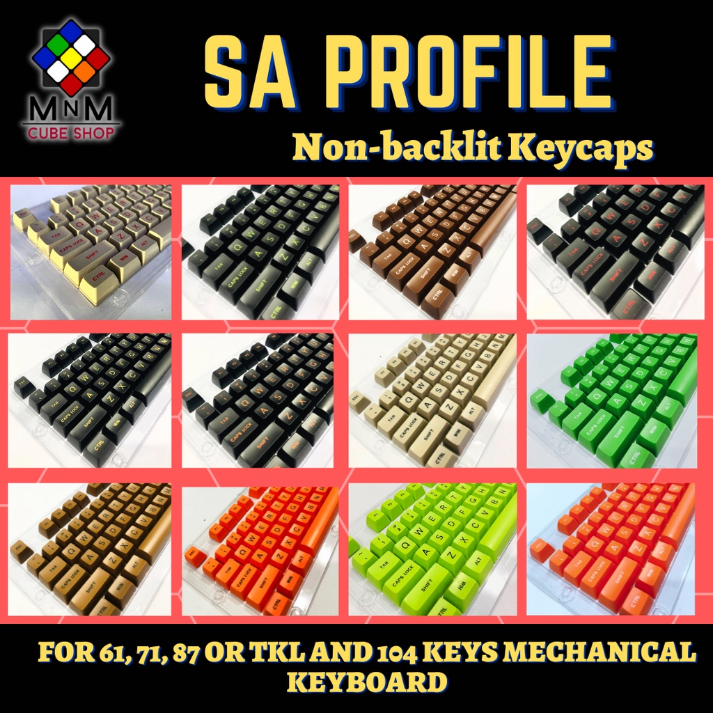 PBT SA Profile Keycaps Full 108keys Mech. Keyboards NonBacklit Double ...