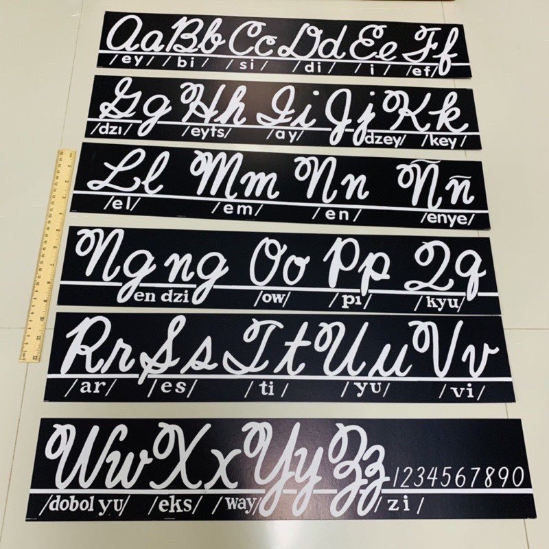 1 set Cursive and Print Alphabet Letters Long Display Poster ...