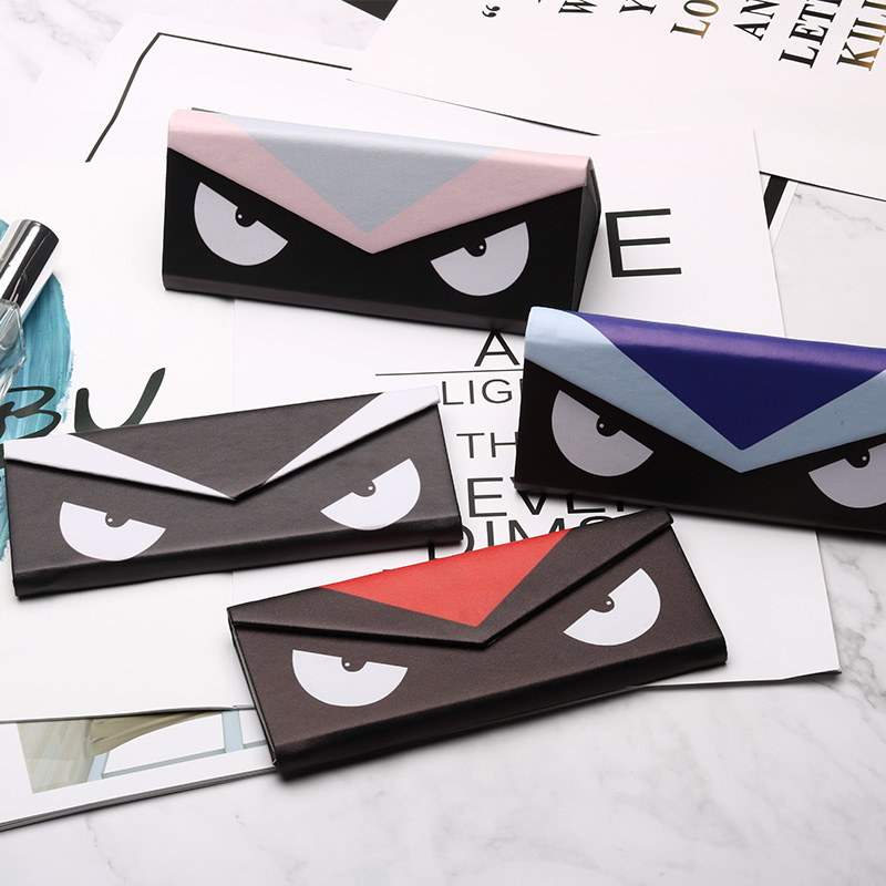 〃≉Folding triangle glasses case INS girl portable student creative eye ...