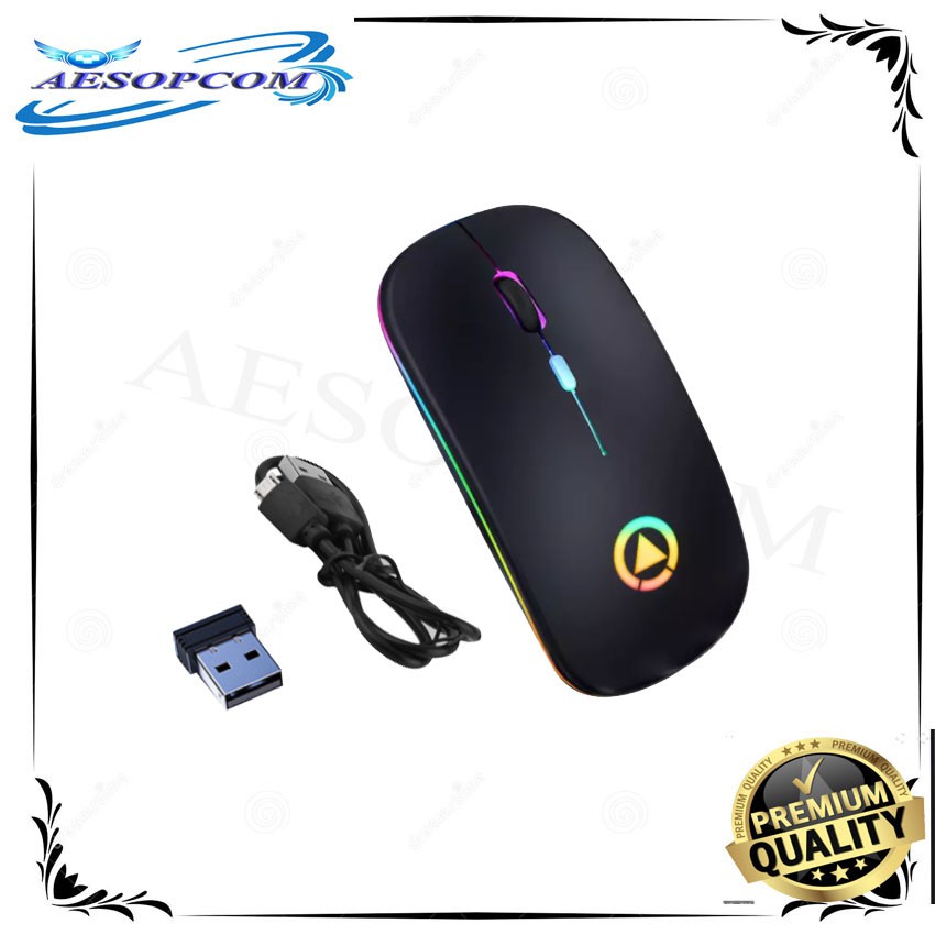A2 Rechargeable Wireless Silent Mouse With Colorful Light Breathing ...