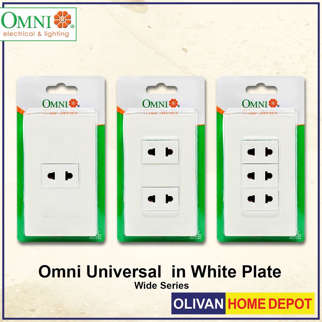 OMNI High Quality Universal Outlet in White Plate Wide Series 1, 2, 3 ...