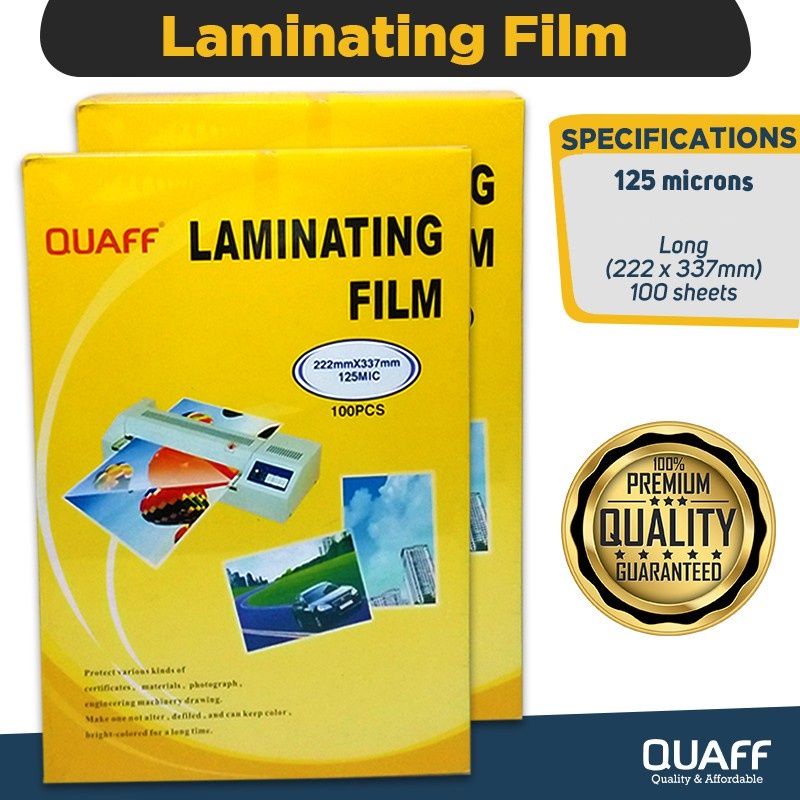 QUAFF LAMINATING FILM LONG SIZE 125MICRONS 100SHEETS | Shopee Philippines