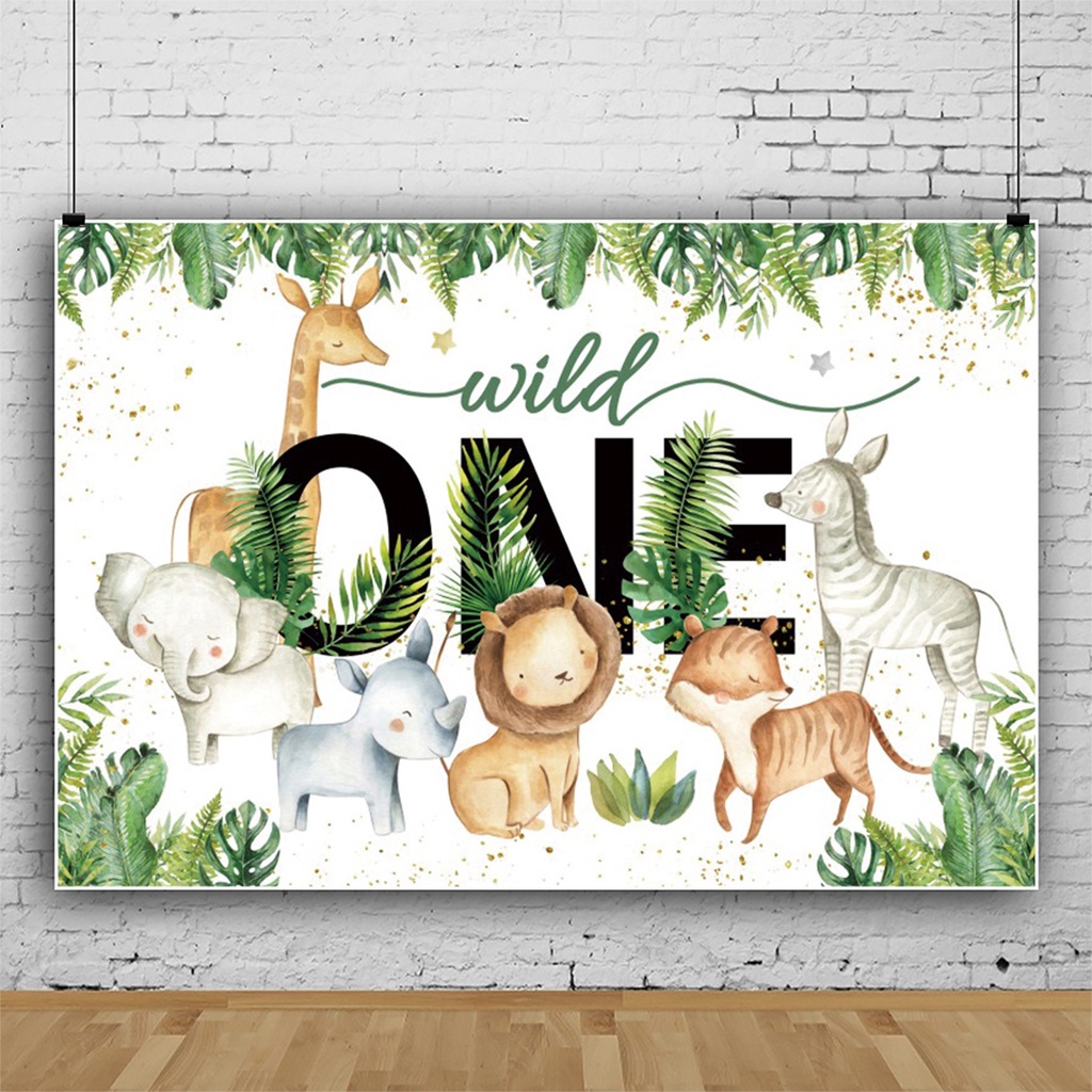 Safari Baby 1st Birthday Backdrop Tropical Jungle Forest Wild One ...