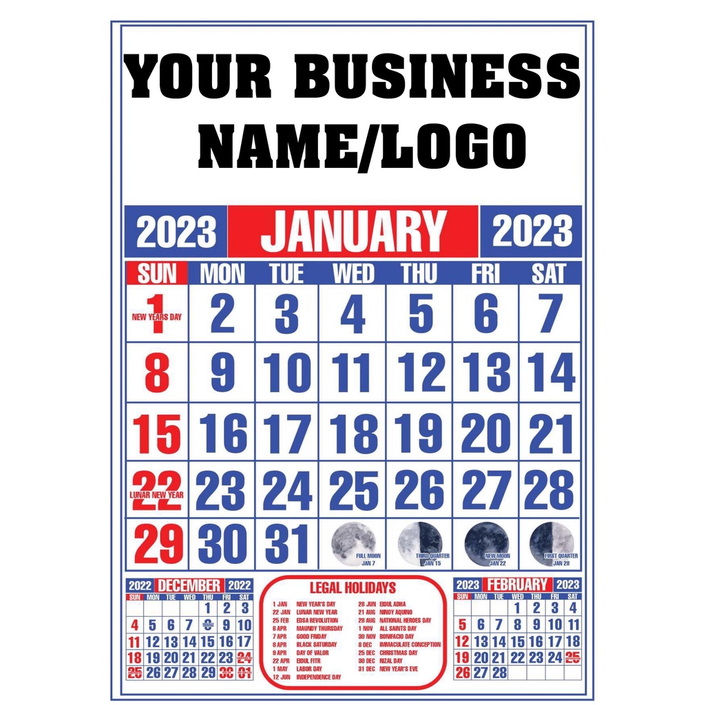 10PCS CALENDAR 2023 / PERSONALIZE / COMMERCIAL CALENDAR | Shopee ...