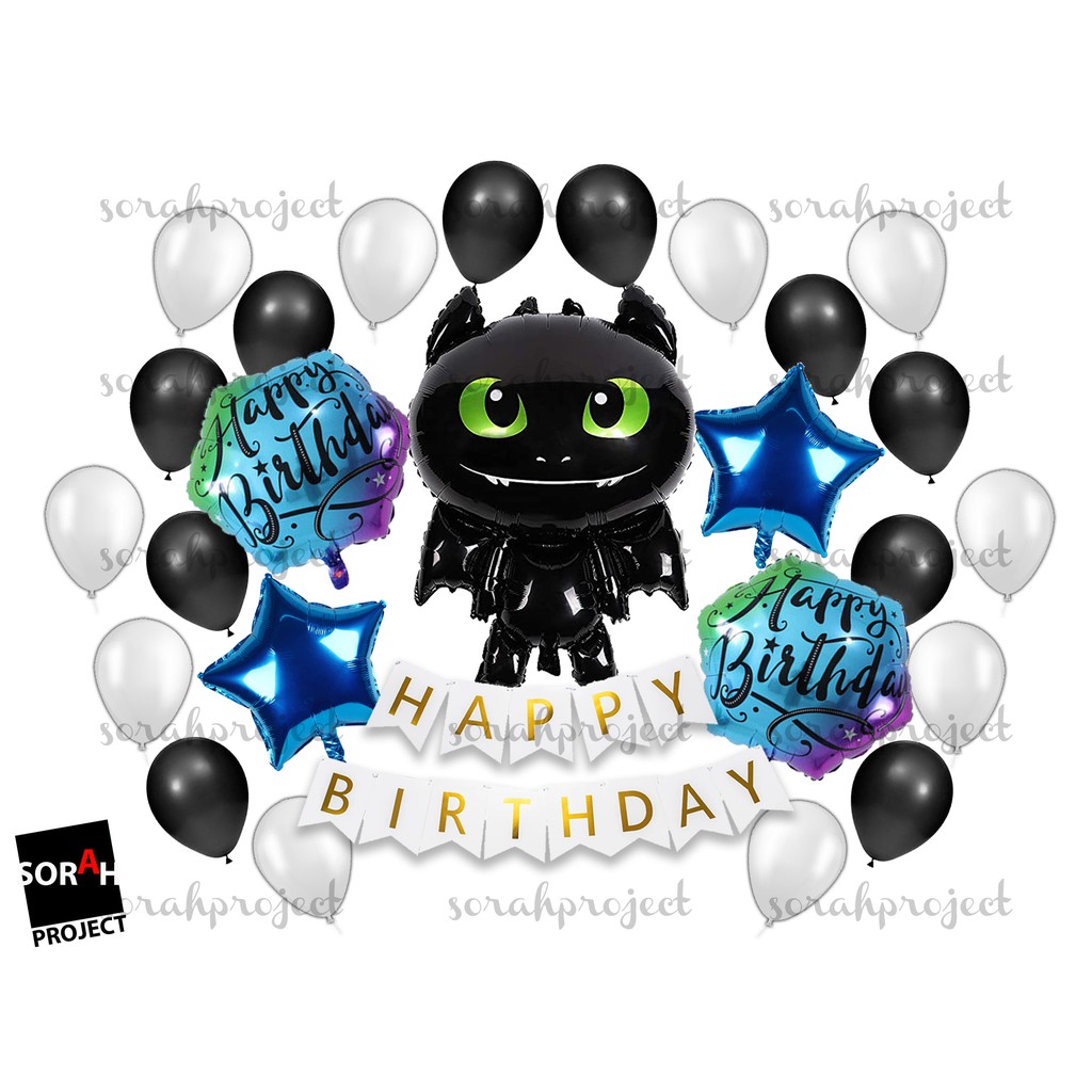 Toothless Dragon Balloon Birthday Boy Theme Decoration Set Package ...