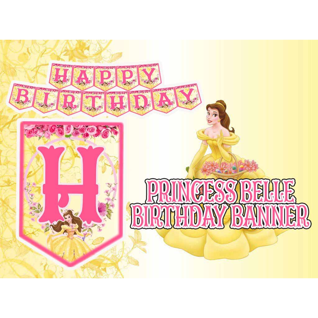 Customized PRINCESS BELLE Happy Birthday Banner | Shopee Philippines