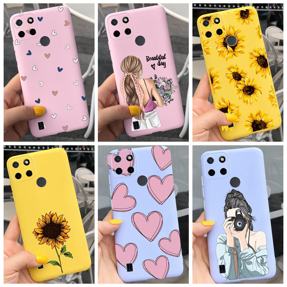 Realme C25Y C25s C25 C 25 25s 25y 2021 Stylish Girl Flower Case Candy ...