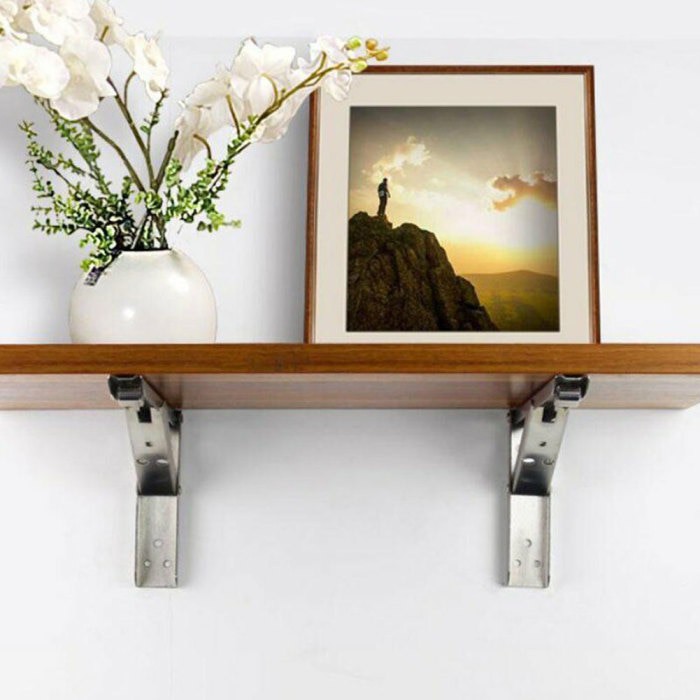 2pcsThick Stainless Steel Spring Folding Bracket Triangle Movable ...