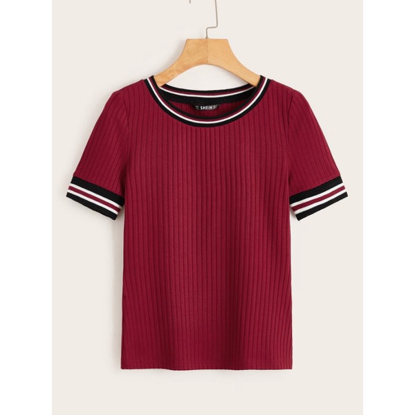 TREND SY TRIM RIB KNIT T-SHIRT (100% ORIGINQL) | Shopee Philippines