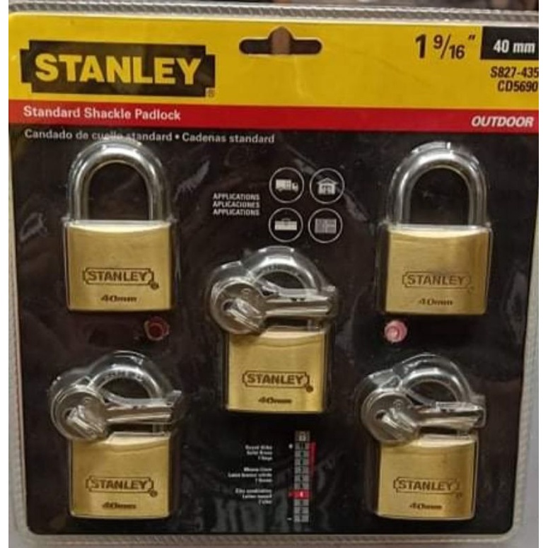 Original Stanley Solid Brass Padlock 40mm S827-435 CD5690 | Shopee ...