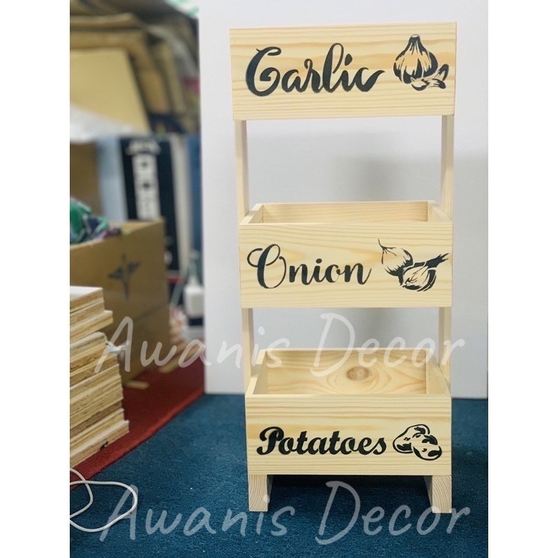 3 tiers Rack Potatoes Garlic Onion Dried chili rack | Shopee Philippines