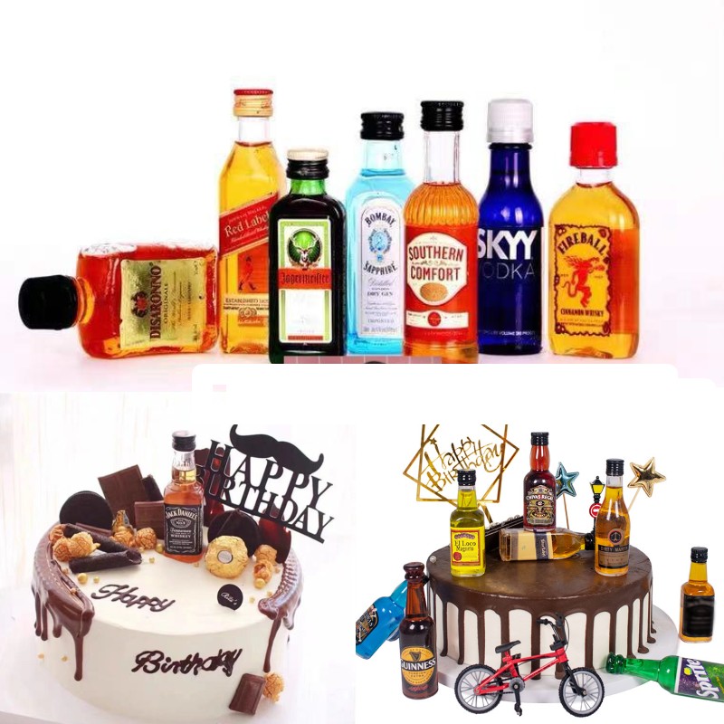 Father's Day Birthday Alcohol Liquor Bottle Cake Topper Decoration ...