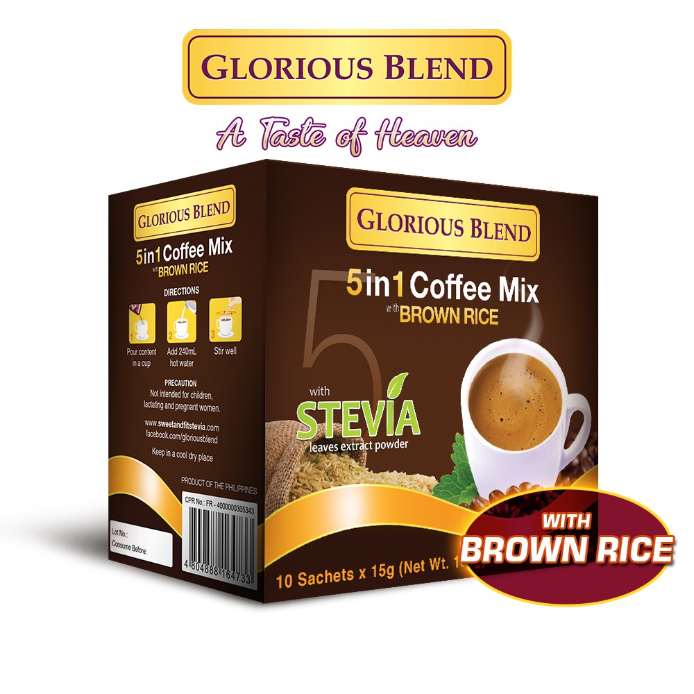 GLORIOUS 5IN1 BROWN RICE COFFEE (10 Sachets) | Shopee Philippines