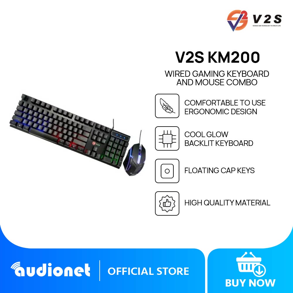 V2S KM200 Mechanical Keyboard Mouse Bundle Backlit Keyboard Gaming ...