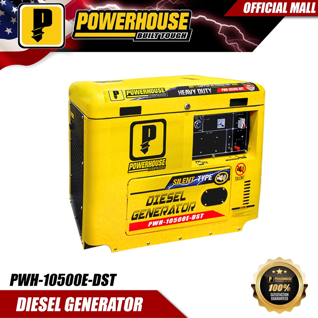 POWERHOUSE Diesel Silent Type Generator with Battery for Electric Start ...