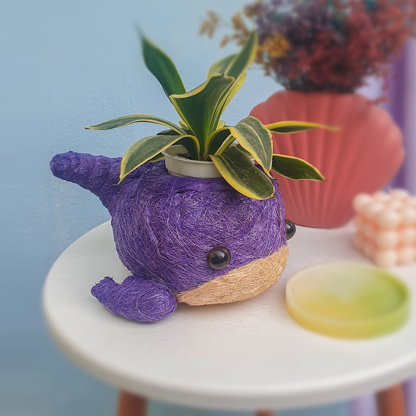 Chibi Purple Whale Basket ( Cute, Locally Handmade Abaca Pot / Planter ...