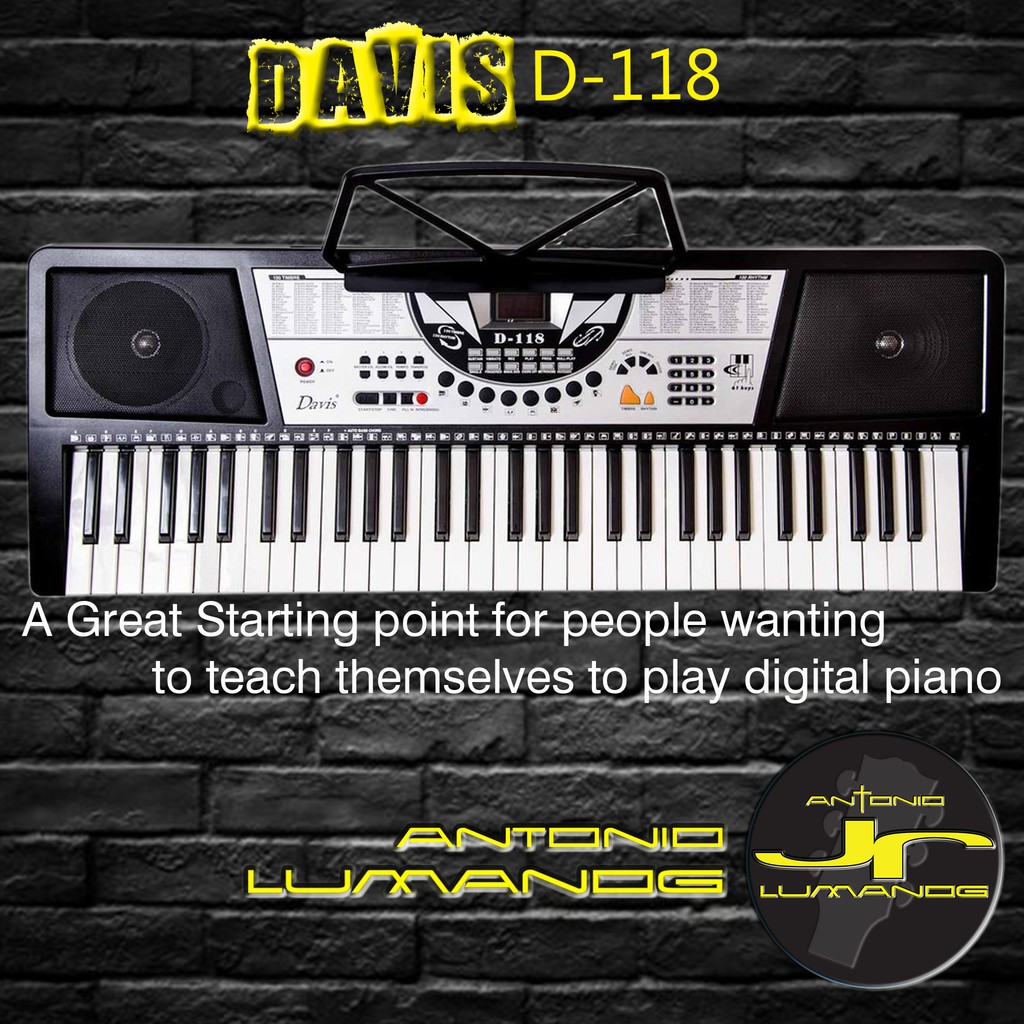 DAVIS Keyboard Piano 61 Key D-118 (Free keyboard Stand, Adapter, Book ...