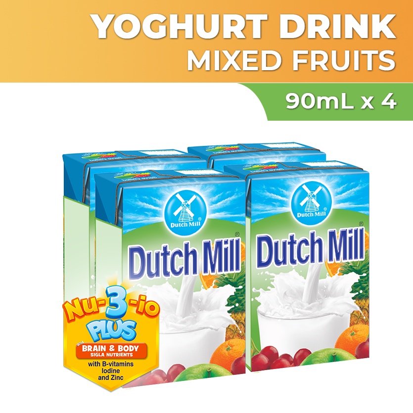 Dutch Mill Yoghurt Drink Mixed Fruit Juice 90ml x 4 | Shopee Philippines