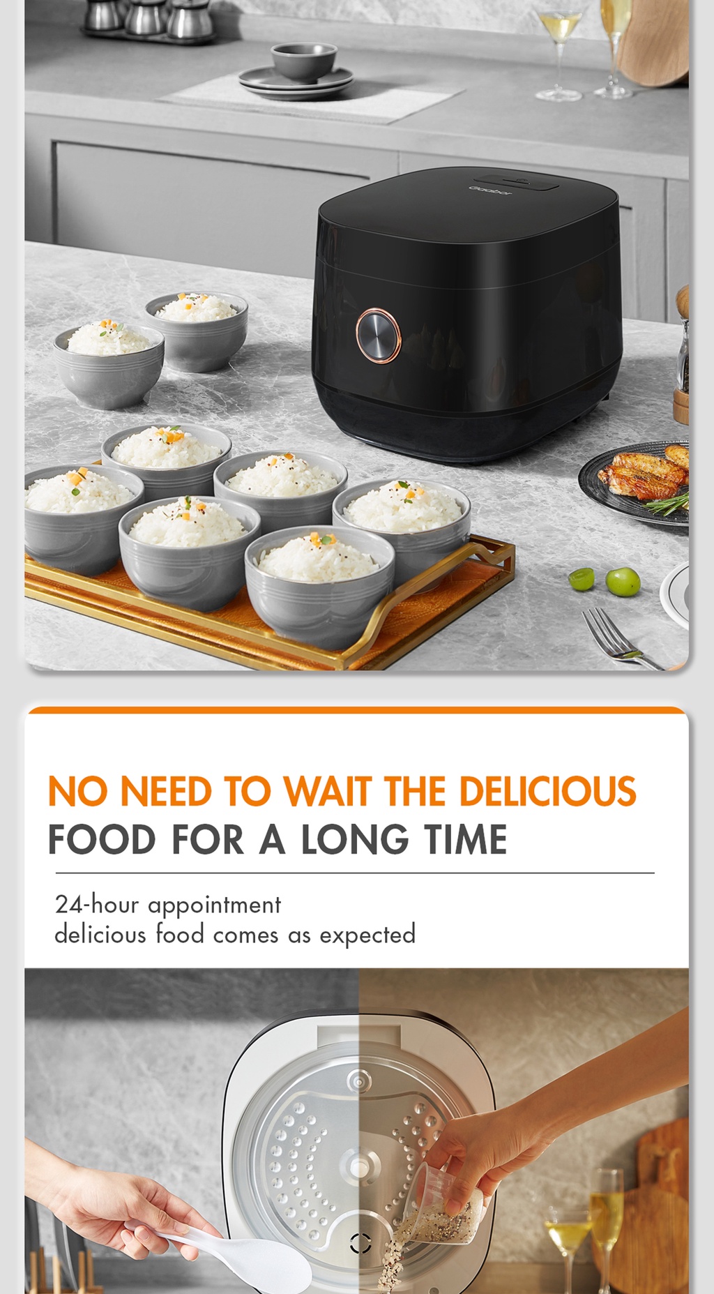 Gaabor Rice Cooker, 6L Big Capacity Touch Control 24h Preset Timer ...