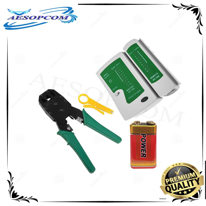 Crimping Tool and Wire Stripper LAN Tester Set w/ 9V Battery | BeeCost