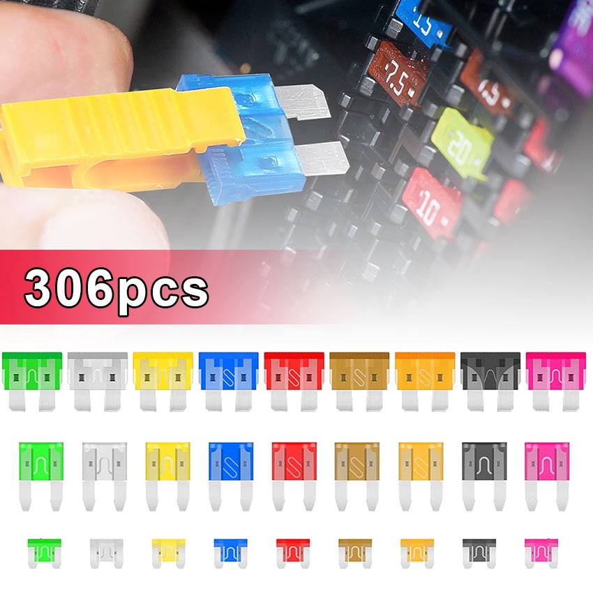 306Pcs Car Auto Rv Standard Fuses ATO Blade Fuse Kit Mini Blade Fuse 3 ...