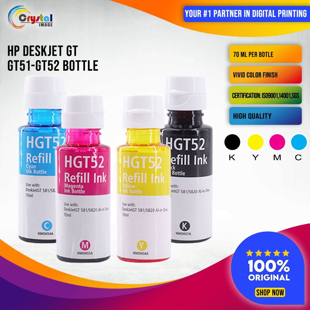 HP Ink Dye Ink GT51 GT52 Compatible Refill Ink For HP Deskjet GT 5810 ...