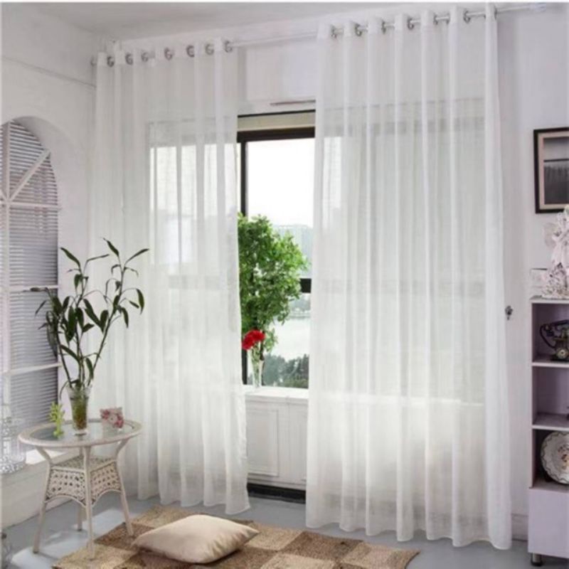 Plain White Grommet / Sheering Curtain 7feet. | Shopee Philippines