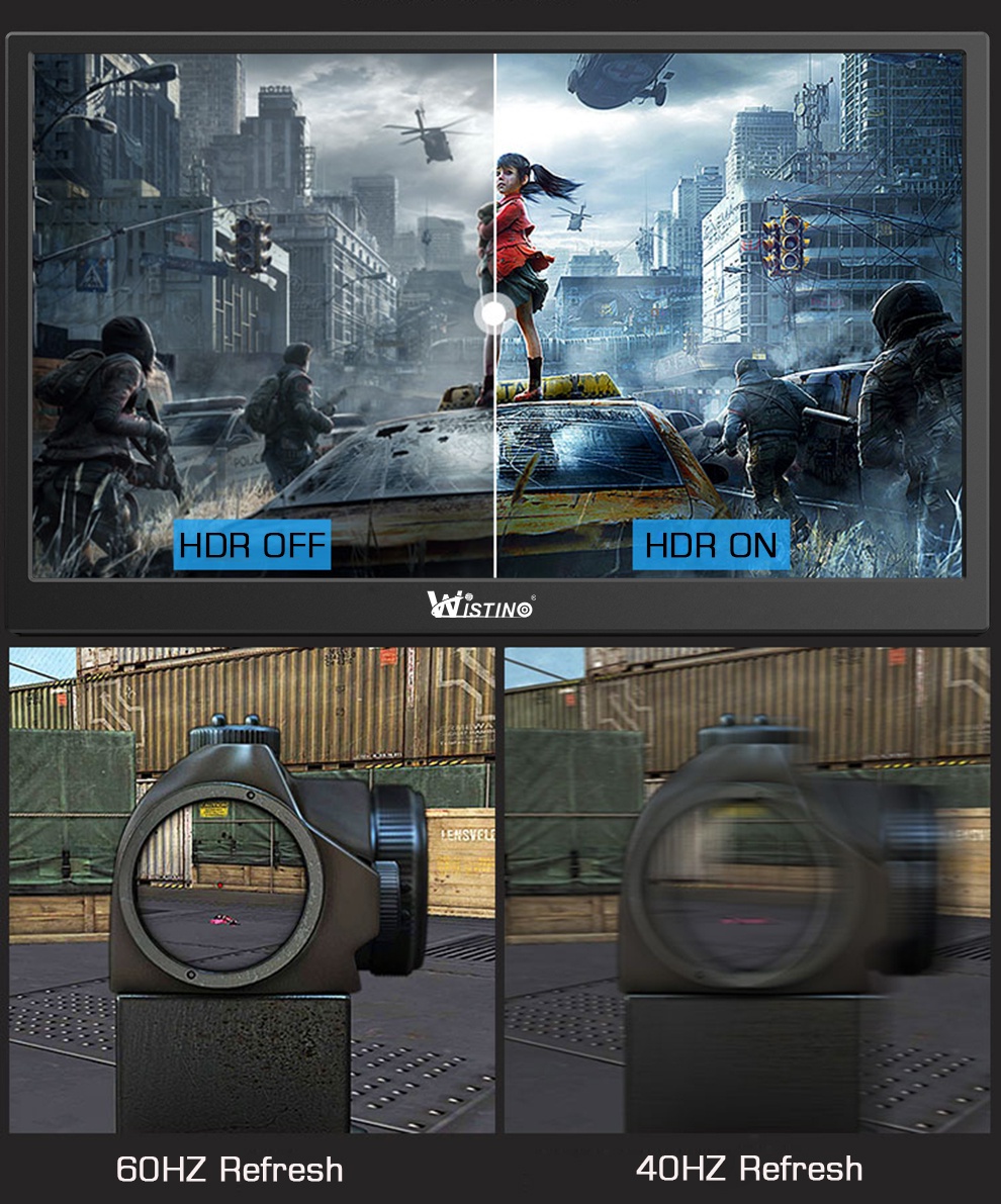 Wistino FHD 1080P 13.3 Inch Portable Monitor USB With Speaker Ultra IPS ...