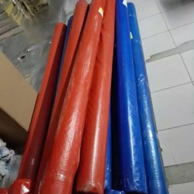 super laminated Sakolin lona( blue/orange) ( per yard) matibay ...