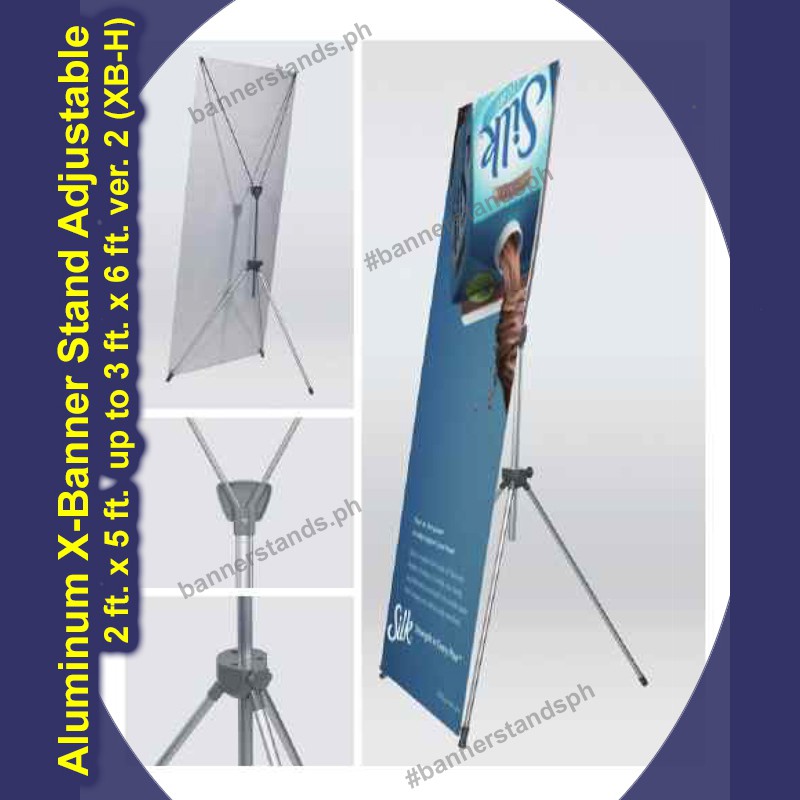 Aluminum Adjustable X Banner Stand (v. 2) Flexi Standee 2ft x 5ft up to ...