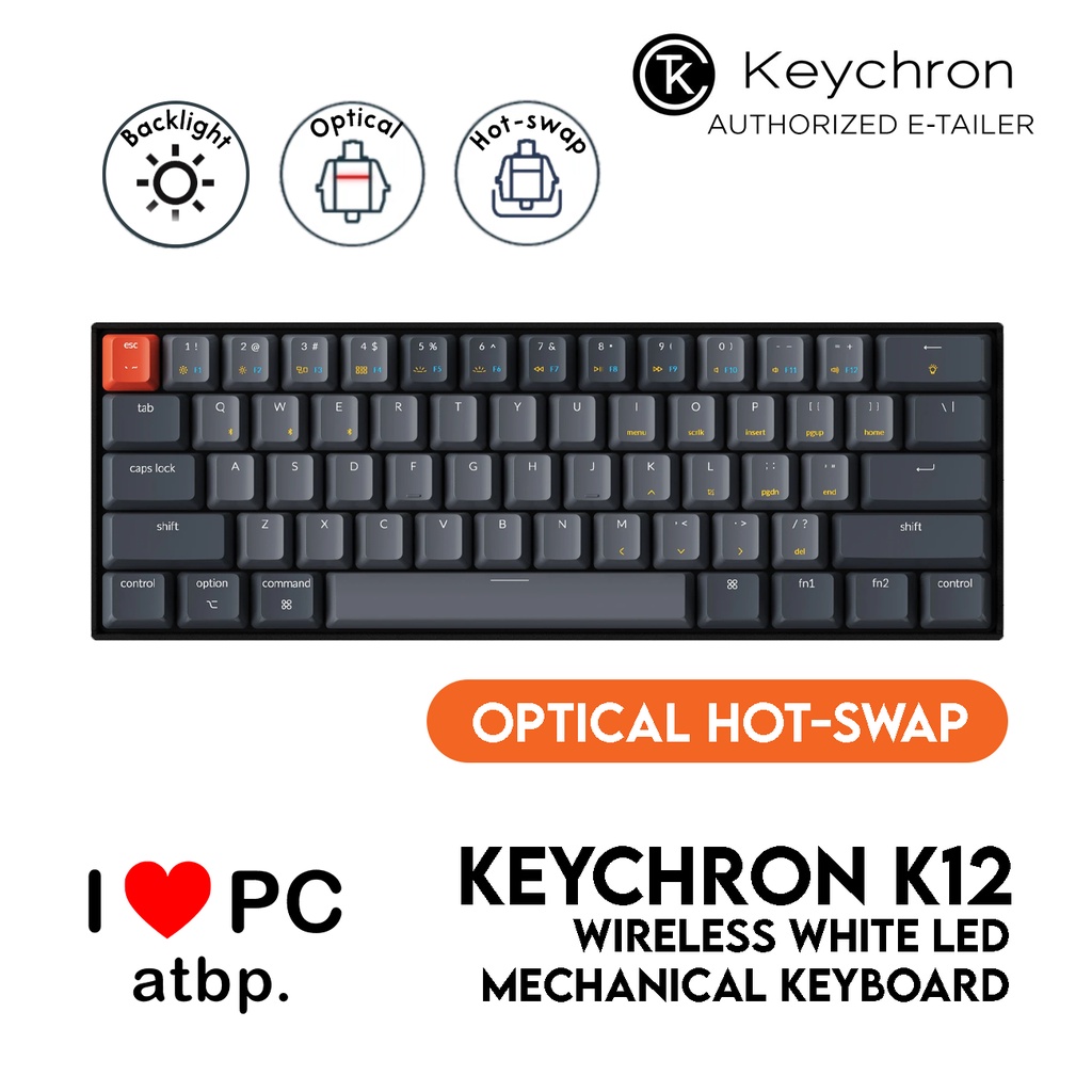 Keychron K12 Mechanical Keyboard (60% Layout, Wired/Bluetooth, White ...