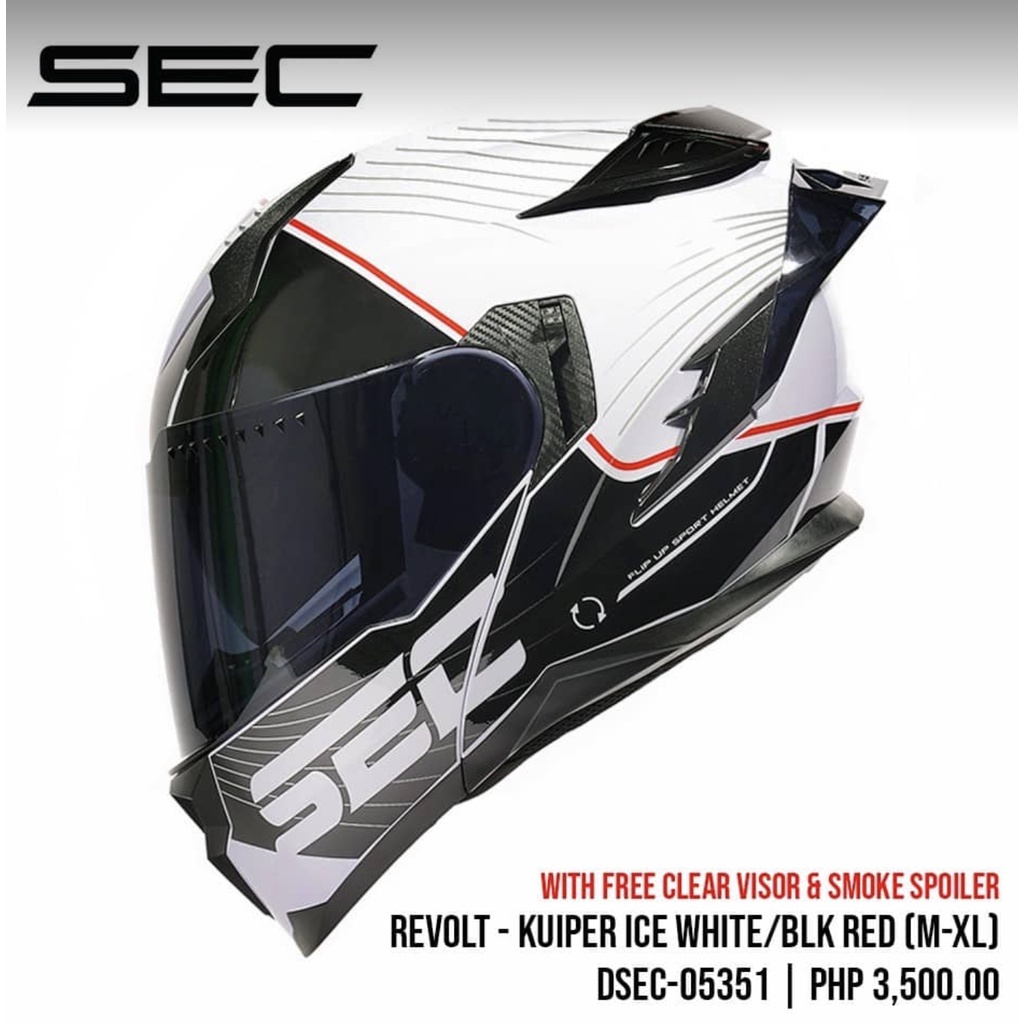 SEC Revolt Kuiper Model Modular Dual Visor Helmet (With Free Visor and ...