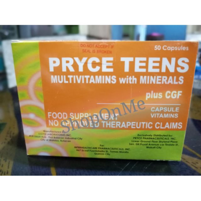 PRYCE TEENS MUTIVITAMINS with MINERALS plus CGF | Shopee Philippines
